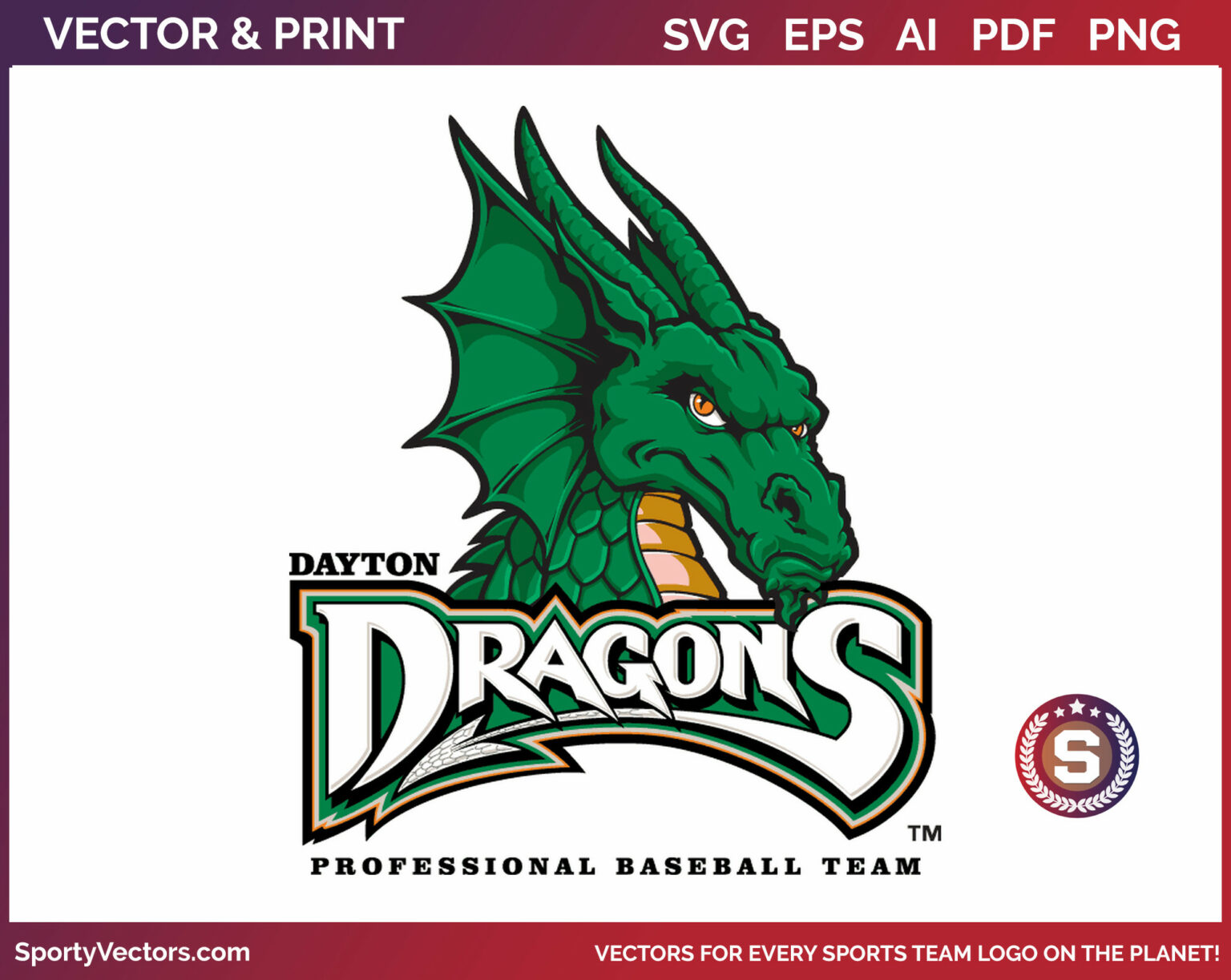 Dayton Dragons - Baseball - Primary Logo (2000) - Sports Logo SVG, PNG ...