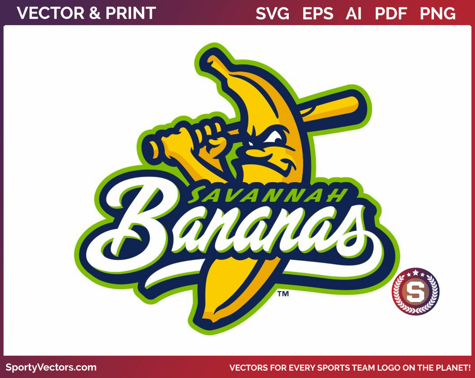 Savannah Bananas - Baseball - Primary Logo (2016) - Sports Logo SVG ...